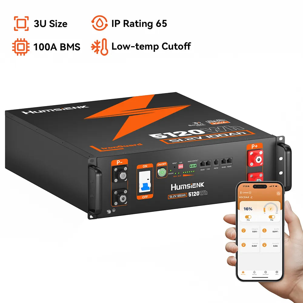 Humsienk 48V 100Ah 3U Server Rack LiFePO4 Battery | UL1973 | BYD Batte ...